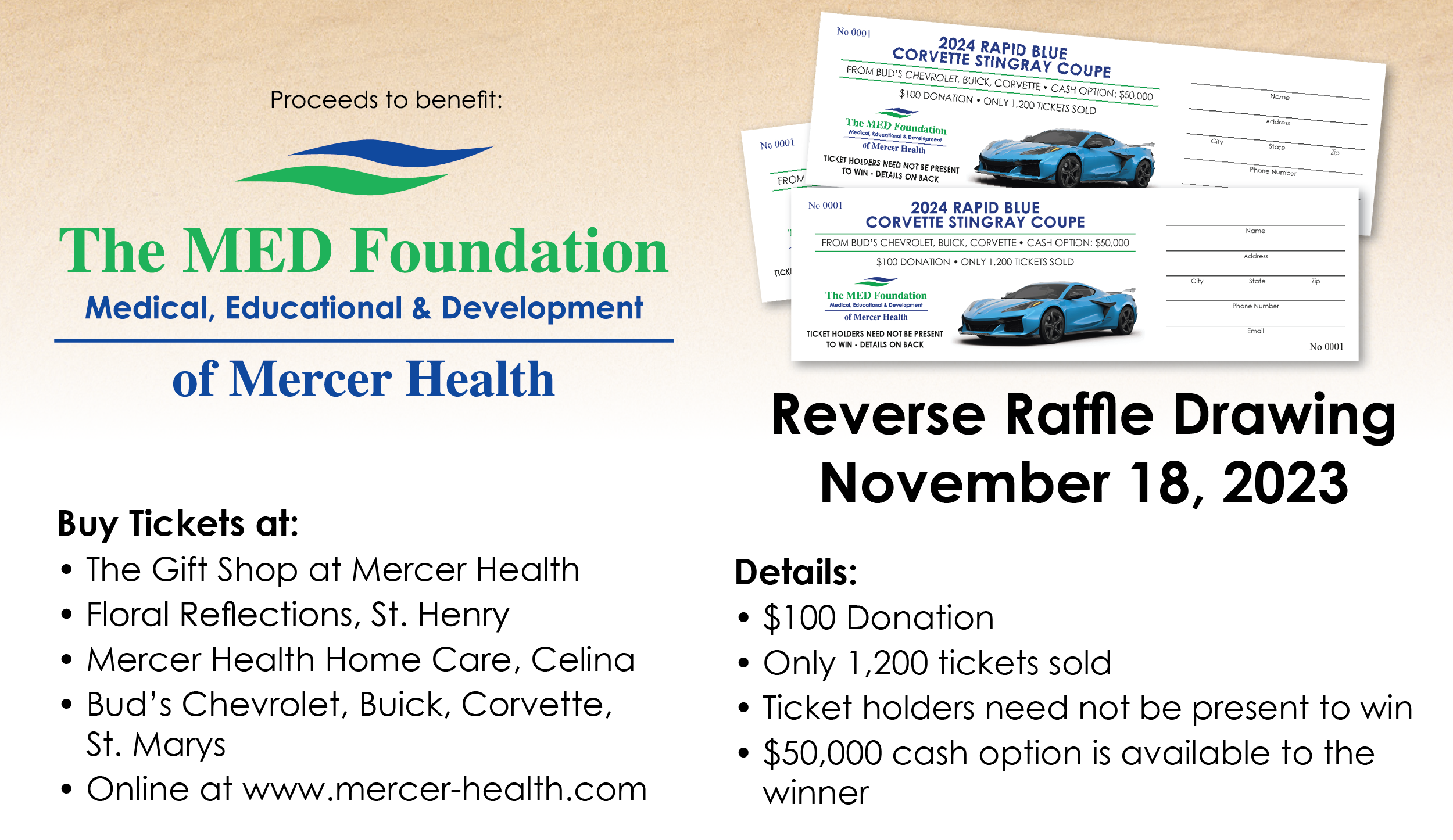 Corvette Raffle | Healthcare Donations | Mercer Health