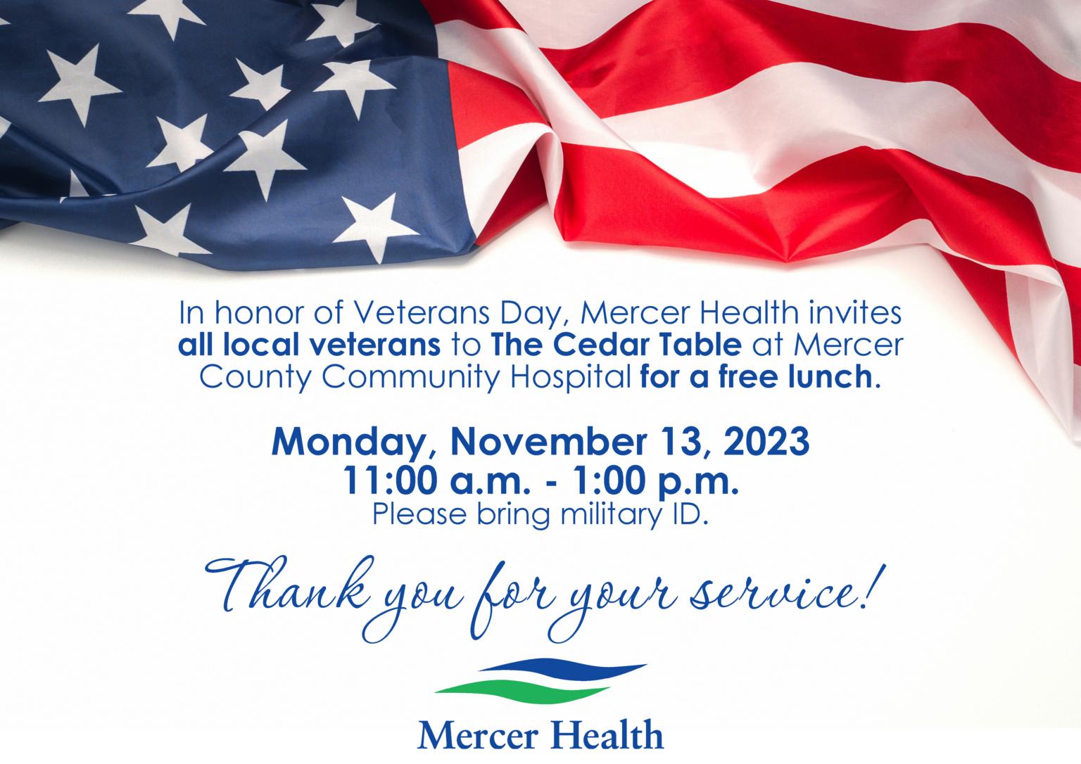Veterans invited for free lunch at Mercer Health | Mercer Health