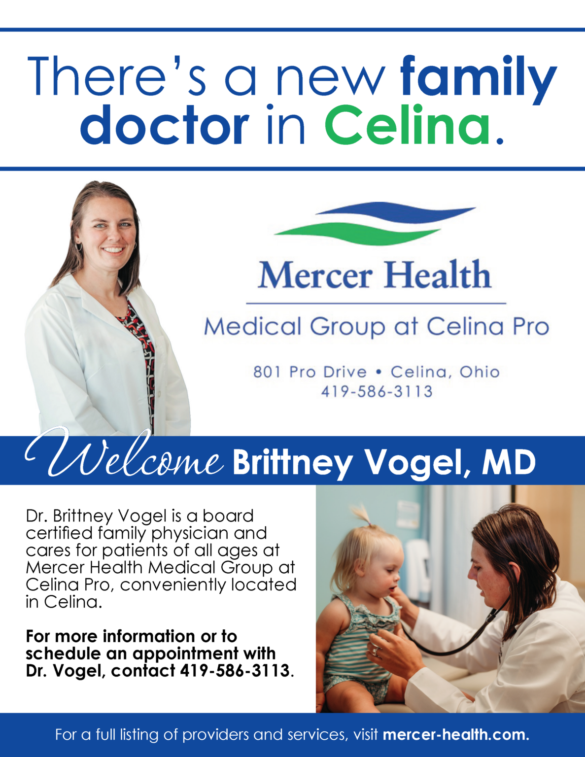 Dr. Brittney Vogel joins Mercer Health Medical Group at Celina Pro ...
