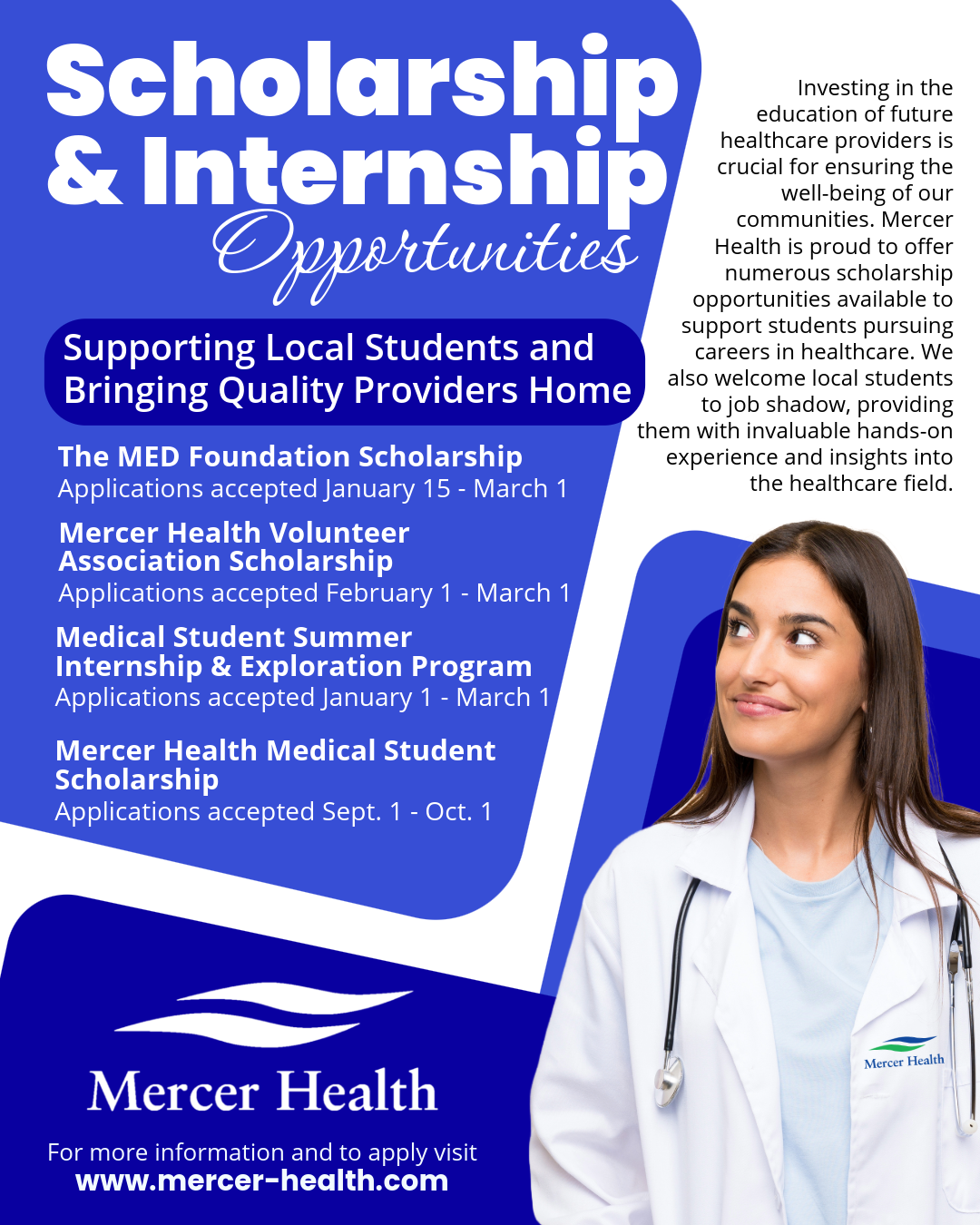 Mercer Health Scholarship and Internship Opportunities – 2026 | Mercer ...